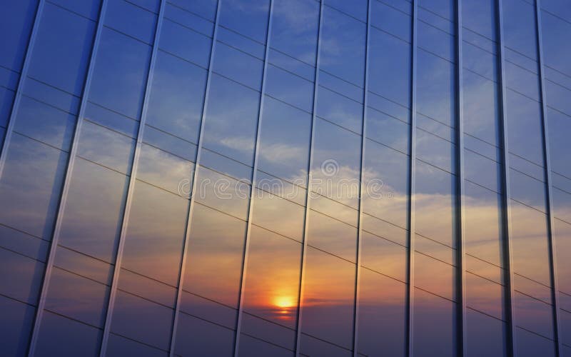 Reflection of Sunset Sky in Metal Wall Stock Photo - Image of sundown ...
