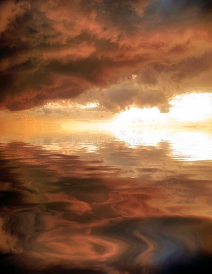 Reflection of Sunset in Water Stock Illustration - Illustration of ...