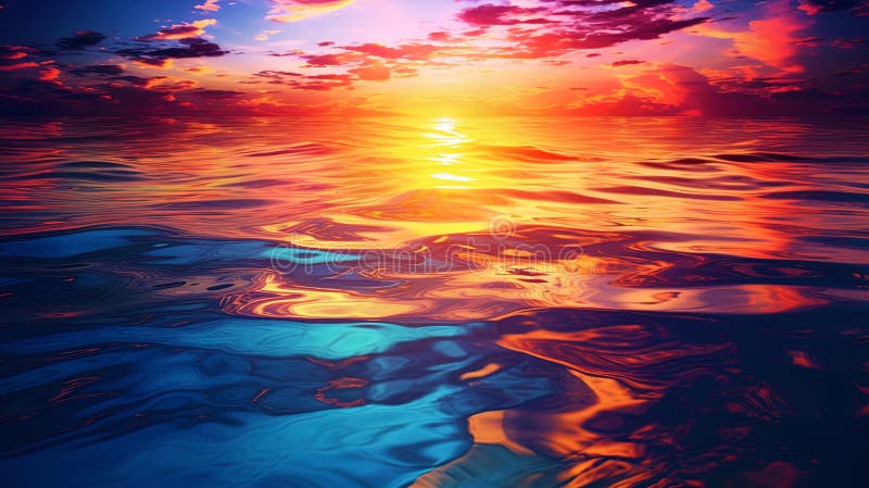 Reflection of Sunset in Water with Multi Colored Overflows Stock Image ...
