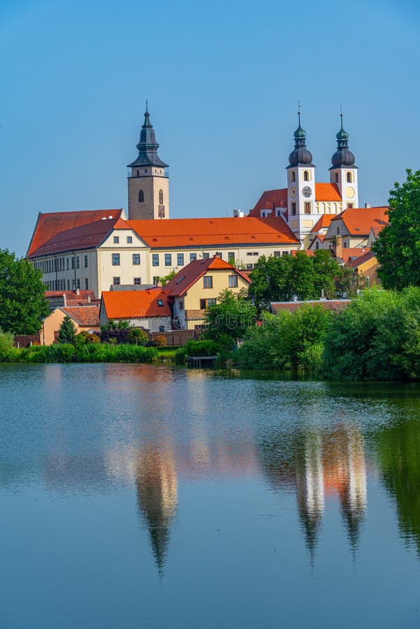 Reflection of Telc Castle in Czech Republic Stock Photo - Image of ...