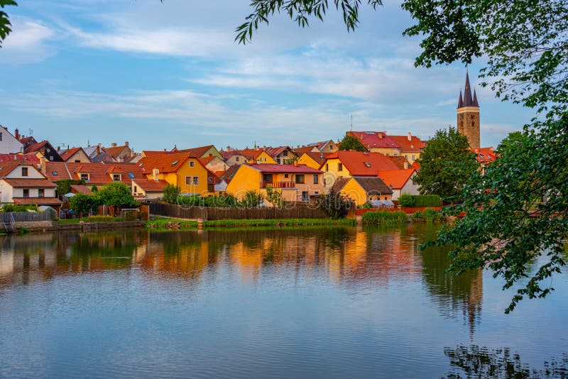 Reflection of Telc Cityscape in Czech Republic Stock Photo - Image of ...
