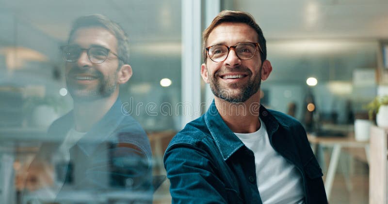 Reflection, Thinking and Happy Business Man Problem Solving, Creative ...