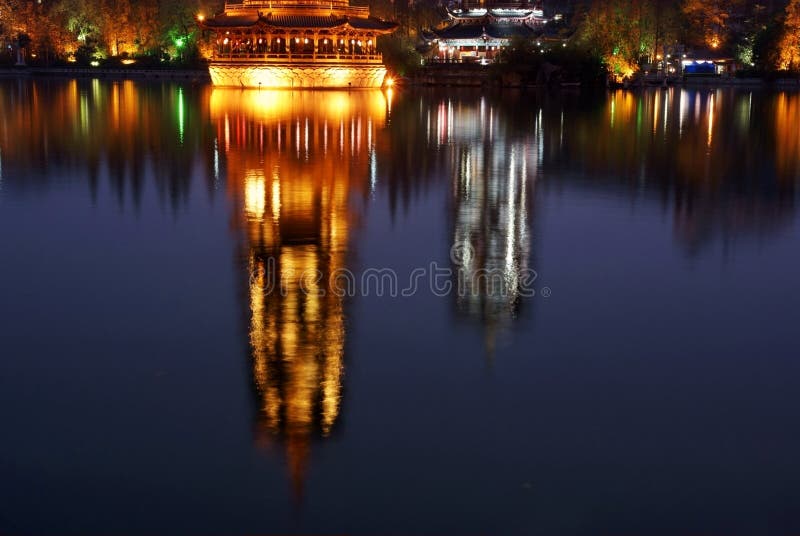 Reflection of Tower in the Lake Stock Image - Image of double, china ...