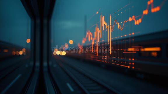 Reflection of Train, Tracks, and Data Chart Stock Illustration ...