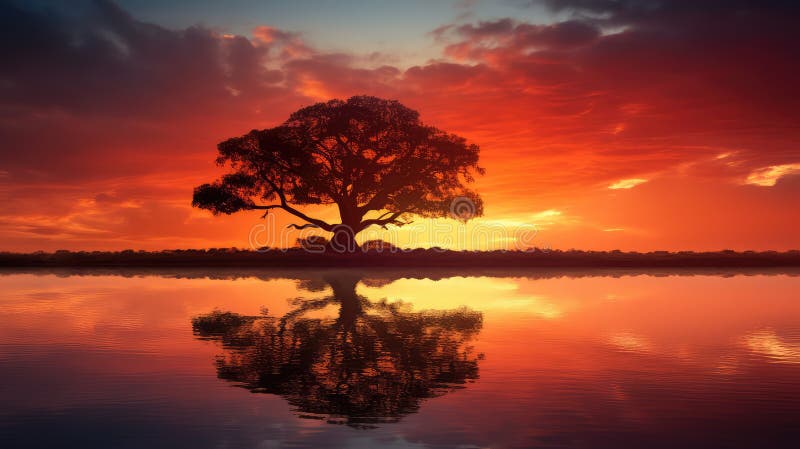 Reflection tree background stock illustration. Illustration of ...