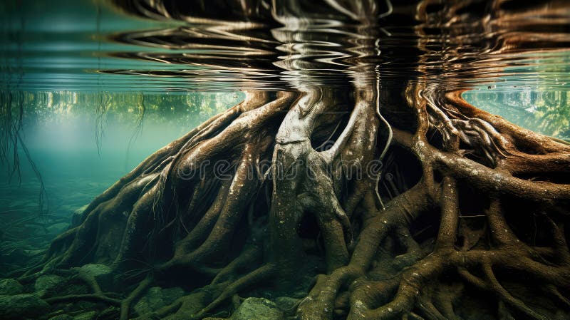 Reflection tree root stock illustration. Illustration of network ...