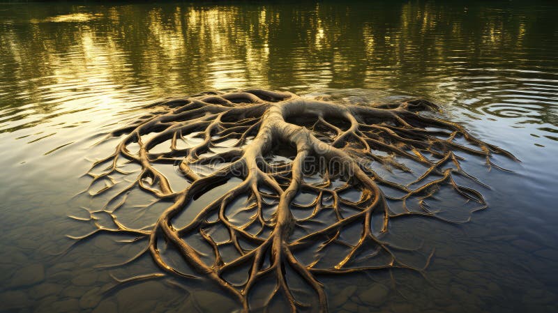 Reflection Tree Roots Heart Stock Illustration - Illustration of life ...
