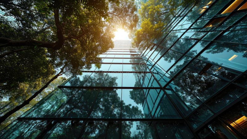 Reflection of Trees in the Windows of a Modern Office Building Stock ...