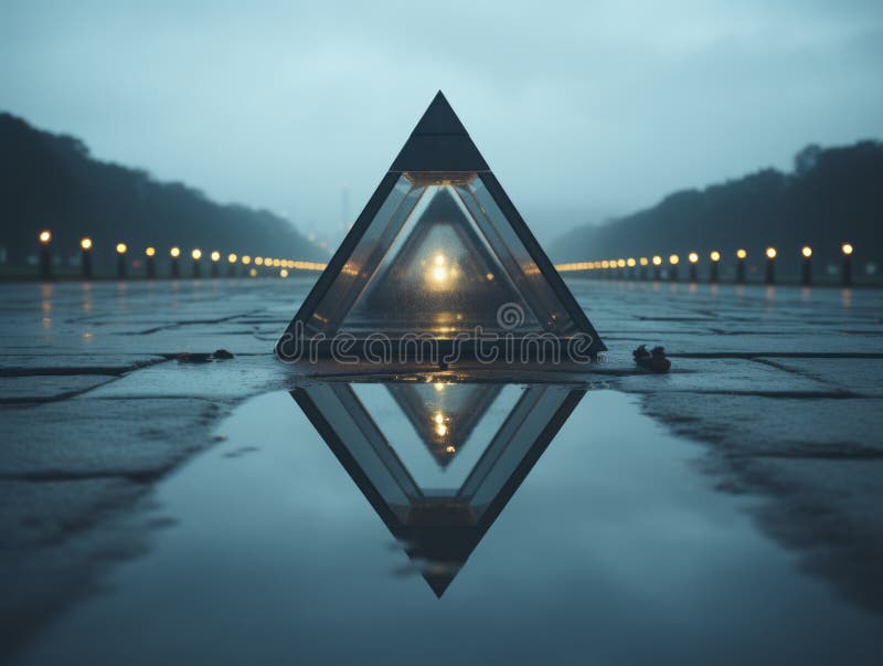 A Reflection of a Triangle on the Ground in a Puddle Stock Illustration ...