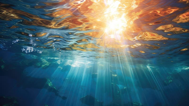 Reflection underwater sun stock illustration. Illustration of ...