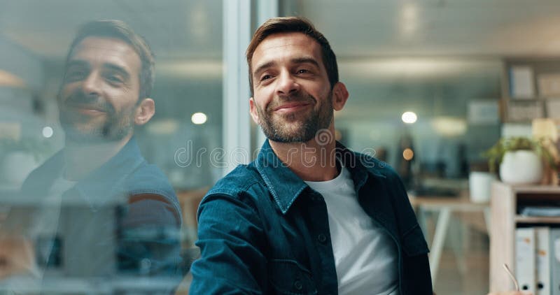 Reflection, Vision and Business Man with Idea, Creative Solution or ...