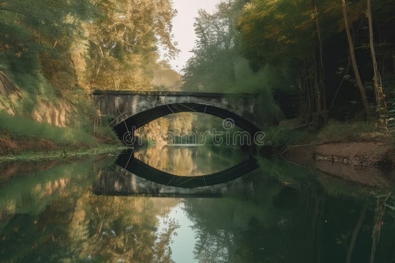 Reflection of the Water Channel and Bridge in Tranquil and Serene ...