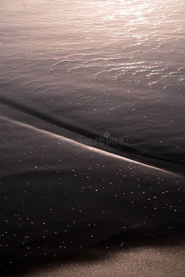 Reflection of Water on the Sand Beach Stock Image - Image of dark, line ...