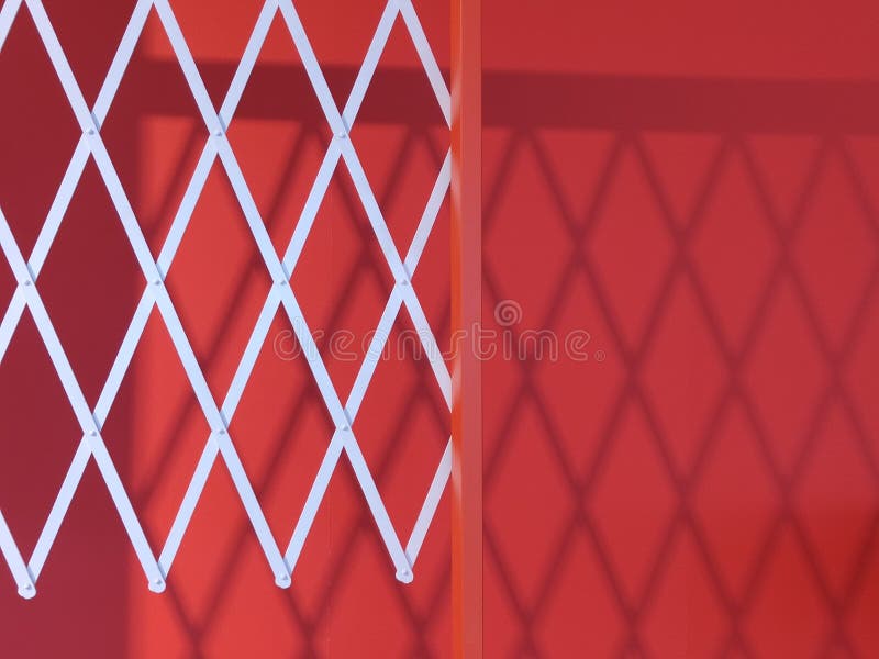 Reflection of White Bars on a Red Wall. Geometric Shadows on the Wall ...
