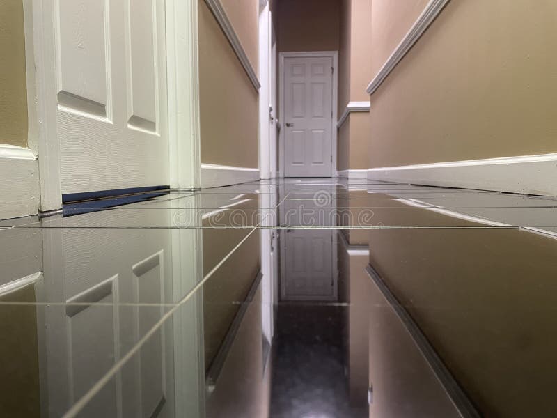 Reflection of a White Door on a Shiny Floor Stock Photo - Image of open ...
