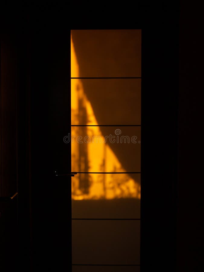 Reflection of a Window on the Door, Interior. Stock Photo - Image of ...