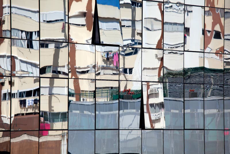 Reflection in Window of Modern Design Building Stock Image - Image of ...