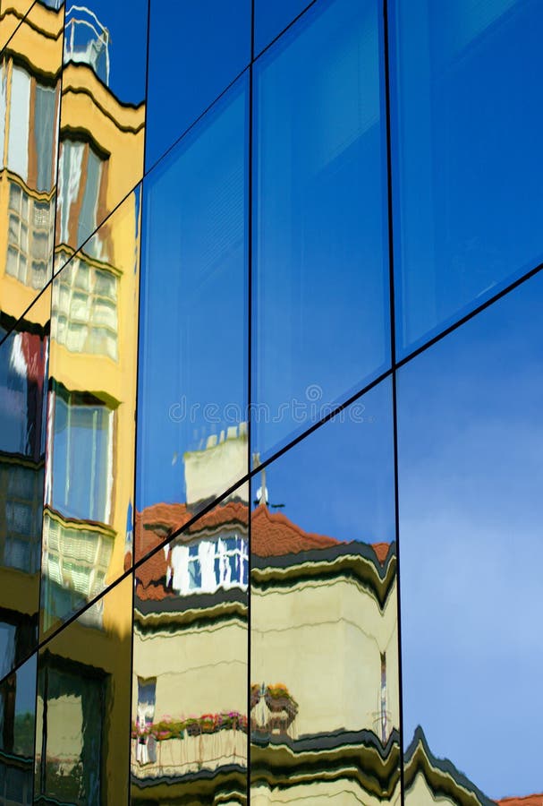 Reflection in the Windows of a Building Stock Photo - Image of iron ...