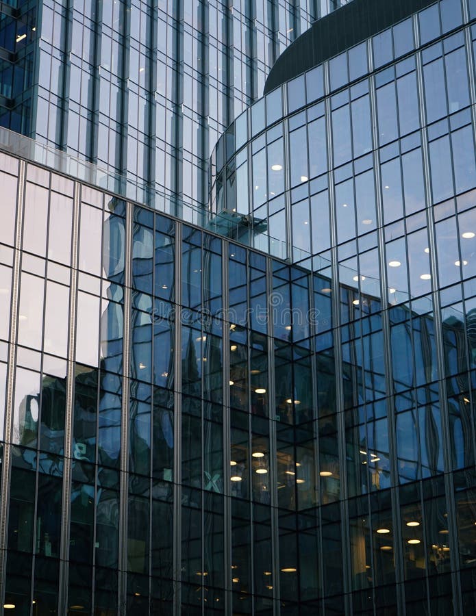 Reflection in Windows of Modern Office Building. Stock Image - Image of ...