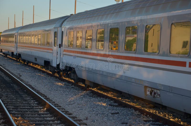 Reflection on the Windows of the Wagons of the Train Composition ...
