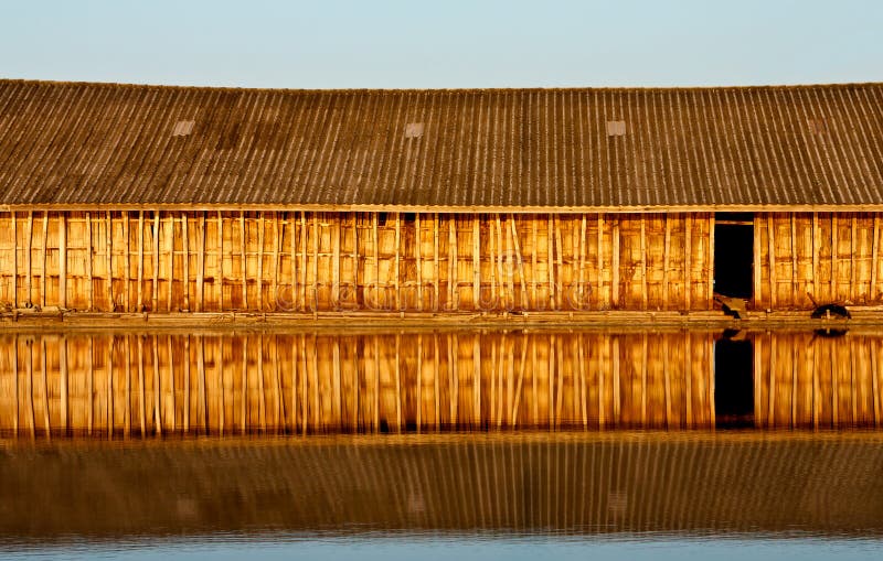 Reflection of Wood House in Water Stock Photo - Image of asian ...