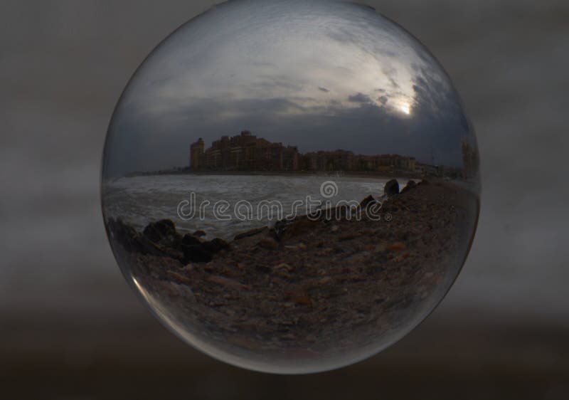 Reflections of the Beach on the Ball Stock Image - Image of horizontal ...