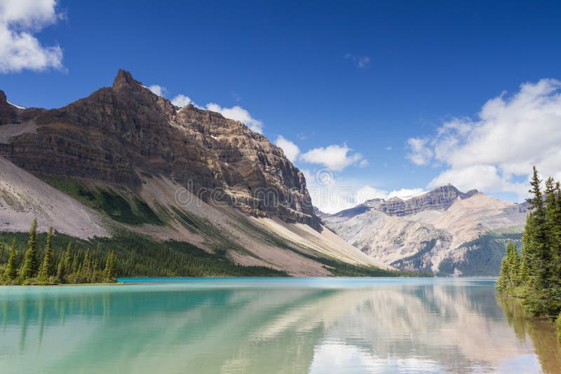 Reflections at Bow Lake stock photo. Image of lake, vista - 57743010