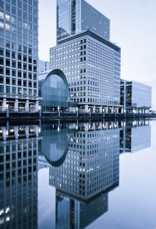 Reflections in Canary Wharf, London Stock Photo - Image of horizontal ...