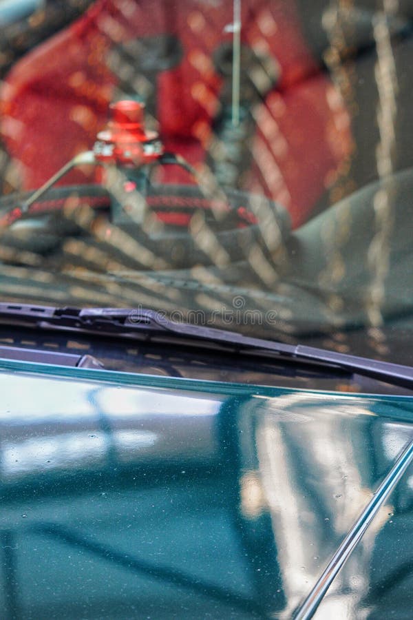 Reflections on a Car Hood at Drop Down Expo in Bucharest Stock Photo ...