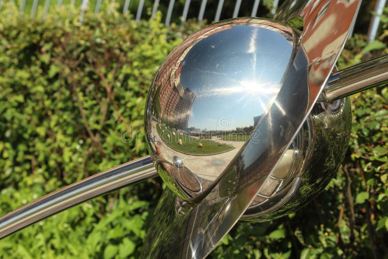 Reflections of the City in a Metal Ball Stock Image - Image of landmark ...