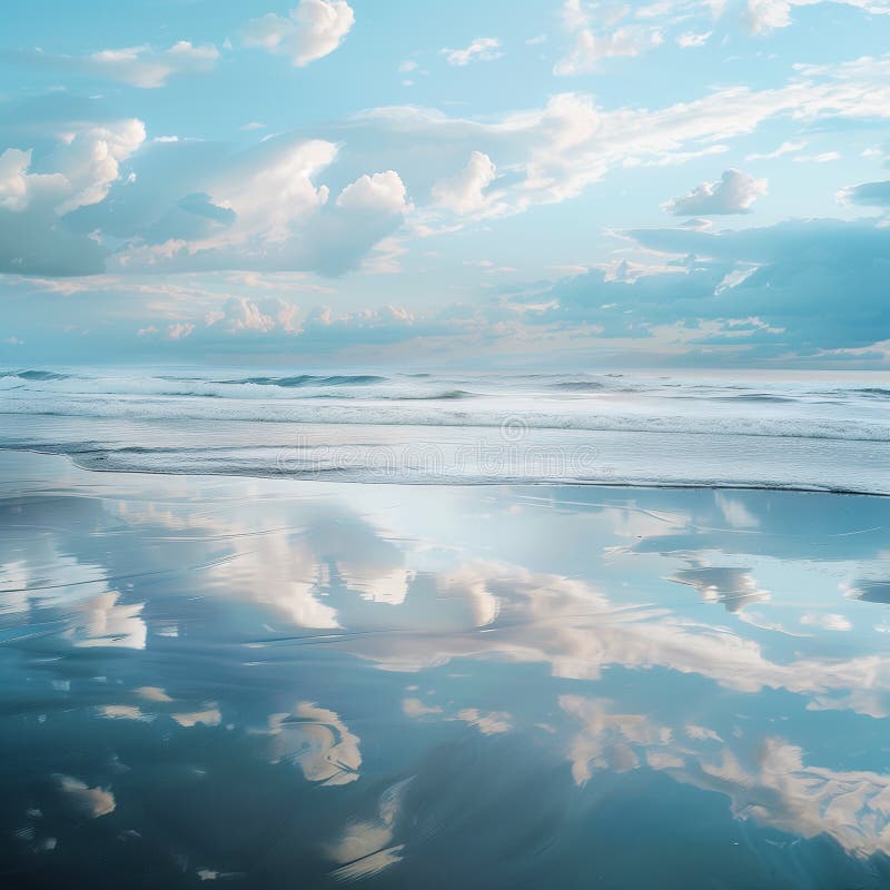 Reflections of a Cloud in Sky in Sea Water. Stock Illustration - Illustration of sunset ...