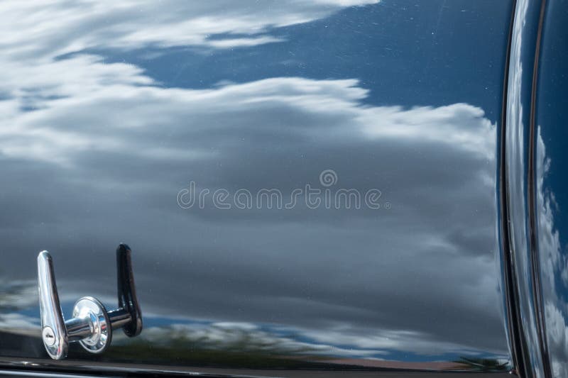 Reflections of the Clouds, Classic Car Trunk Stock Image - Image of ...