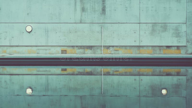 Reflections on Concrete Wall with Industrial Metal Molding Design Stock ...