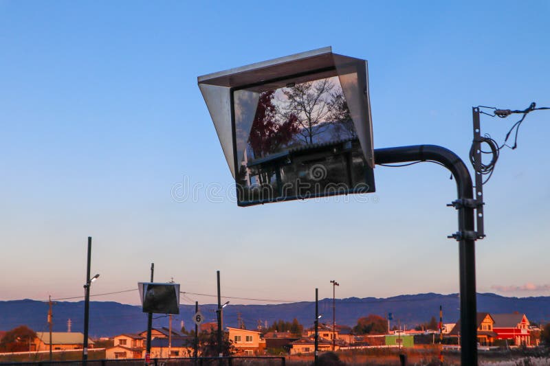 Reflections of the Evening Sky on a Railway Station Mirror Stock Image ...