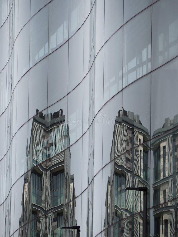 Reflections in a Glass Window Office Building Sharing Modern ...