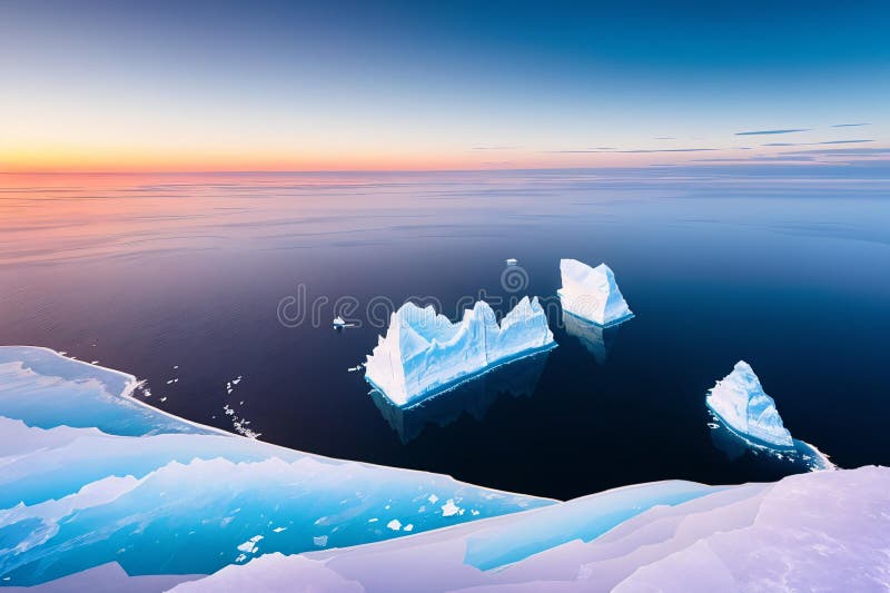 Reflections of Ice a Composition of Icebergs Reflected in the Sea Over ...