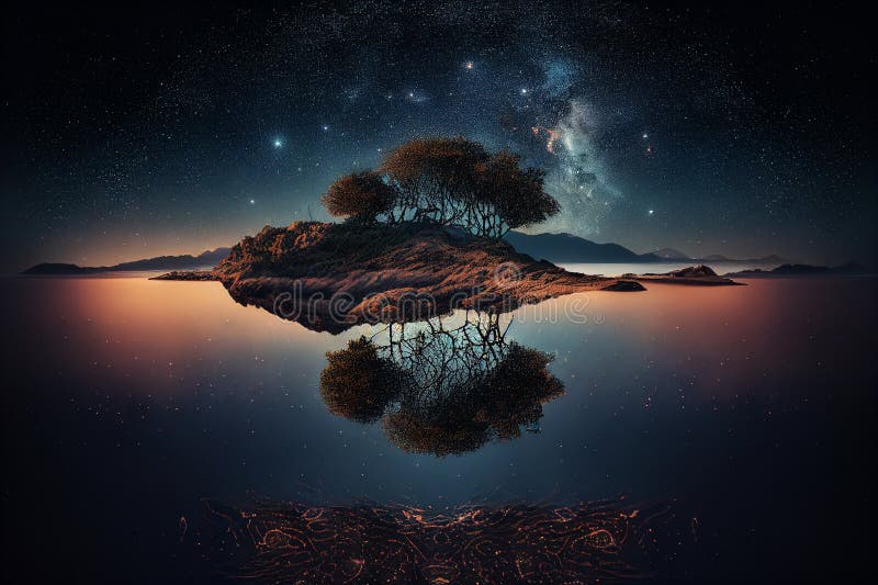 Reflections of Infinity: a Nighttime Ocean Landscape of Stars and Sea ...