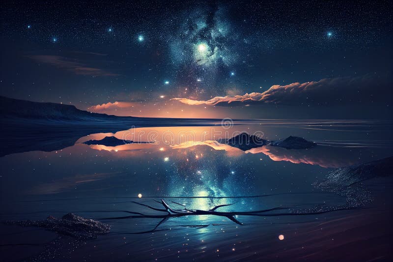 Reflections of Infinity: a Nighttime Ocean Landscape of Stars and Sea ...