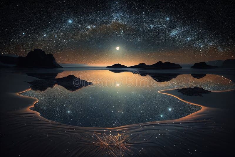 Reflections of Infinity: a Nighttime Ocean Landscape of Stars and Sea ...