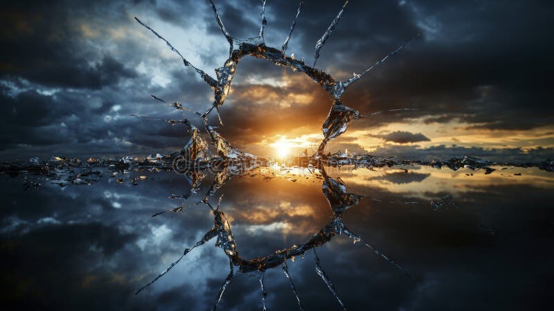 Reflections of Isolation Broken Mirror Abstract Art Dramatic Landscape ...