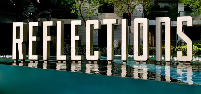 REFLECTIONS in Large Lettering Stock Photo - Image of letters, waters ...