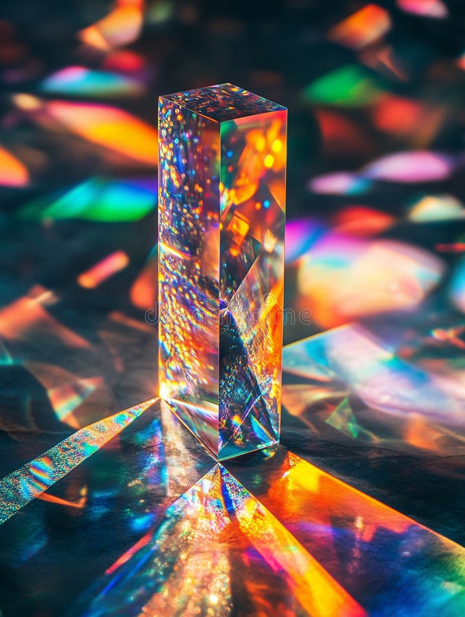 Reflections Light Create Vibrant Colors Prism Dark Surface Stock Photos ...