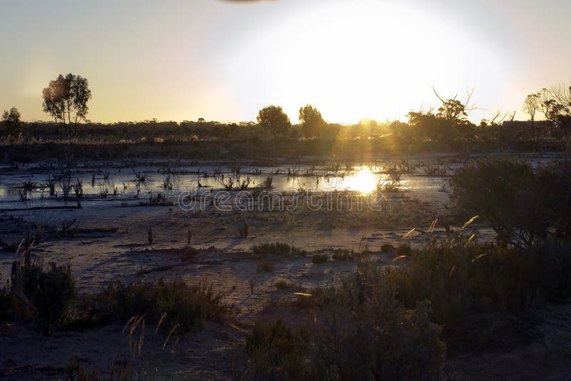 Spring Sunset Over Lake Magic, Hyden, WA, Australia Stock Photo - Image ...