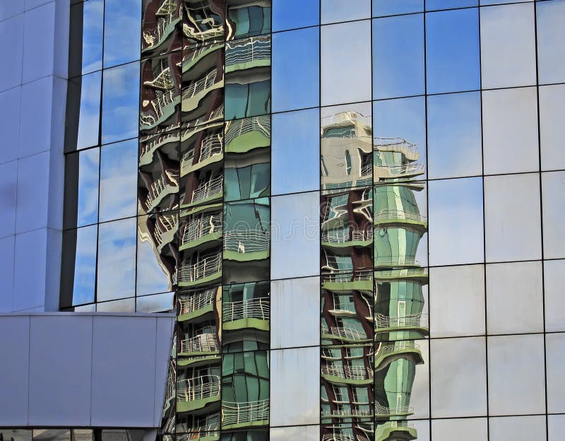 Reflections in a Modern Building Stock Photo - Image of reflection ...
