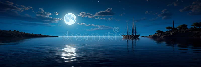 Reflections of Moonlight on the Water& X27;s Surface, Creating a Serene ...