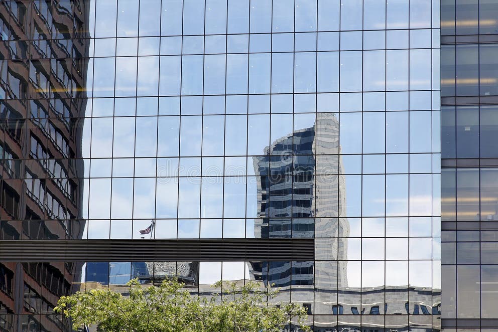 Reflections in Office Building Windows Stock Image - Image of corporate ...
