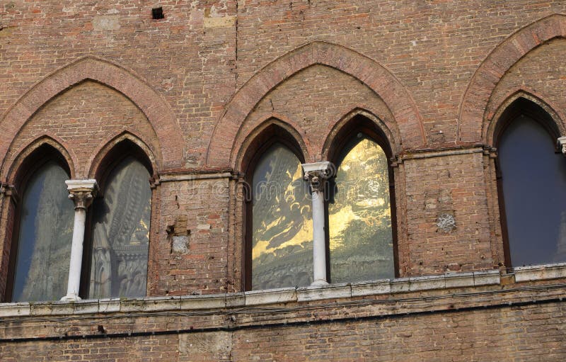 Reflections in the Old Windows Called Bifore in the Old Medieval ...