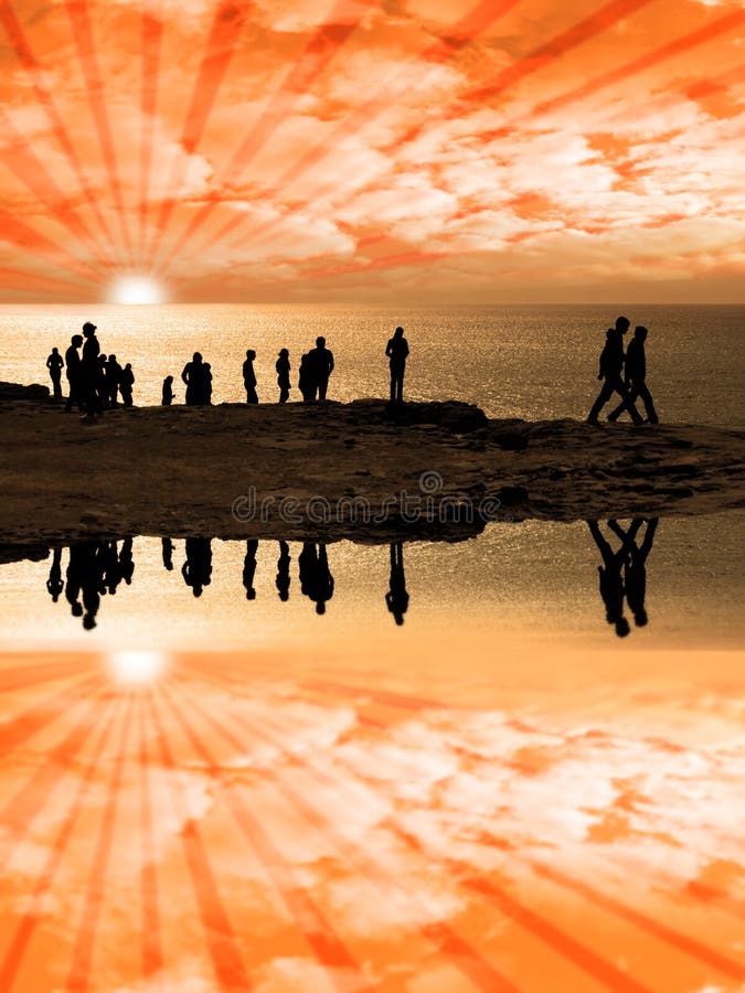 Reflections of People on the Cliff Edge Stock Image - Image of ...