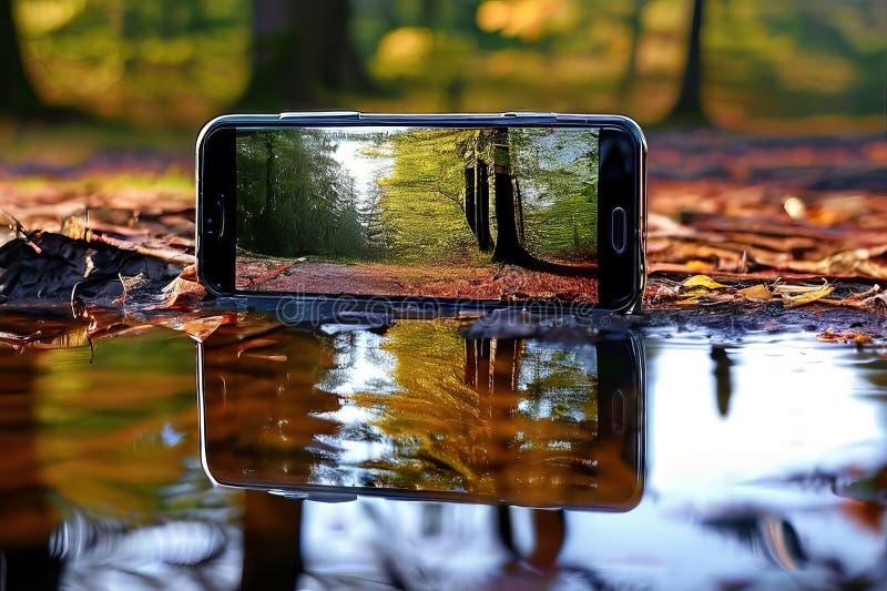 Reflections Phones Screen Reflects the Surrounding Environment W Stock ...