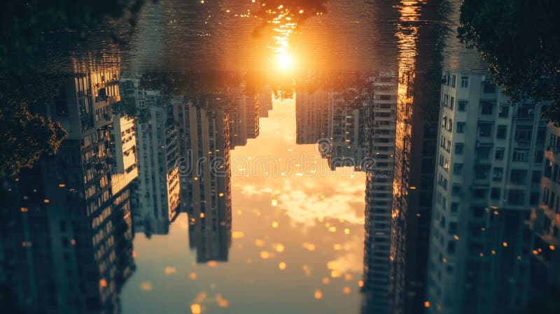 Reflections in Puddle Water Stock Image - Image of architecture, modern ...
